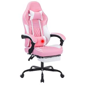 ComHoma Faux Leather Gaming Chair Adjustable Height Computer Chair Pink ...
