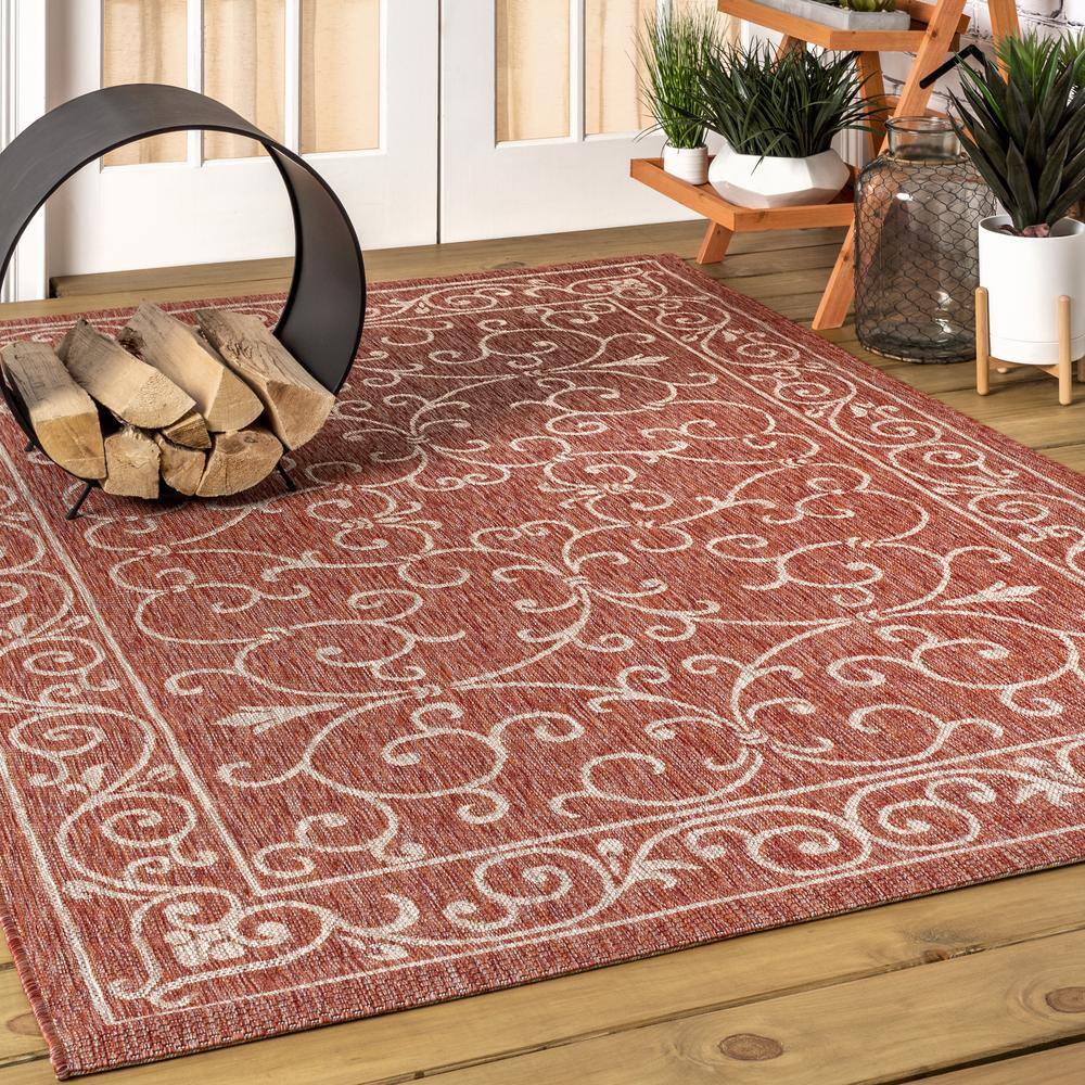 JONATHAN Y Charleston Red/Beige 9 ft. x 12 ft. Vintage Filigree ...
