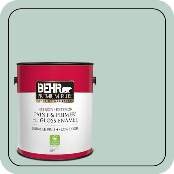 BEHR PREMIUM PLUS 1 gal. #S420-2 Moon Glass Hi-Gloss Enamel Interior ...