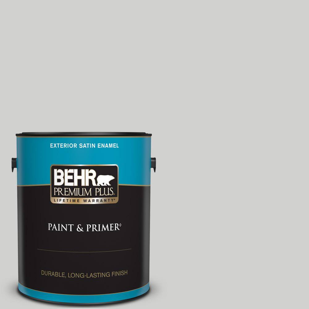 BEHR PREMIUM PLUS 1 gal. #N520-1 White Metal Satin Enamel Exterior ...