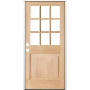 Krosswood Doors 36 in. x 96 in. Farmhouse Beveled 9-Lite Clear Glass ...