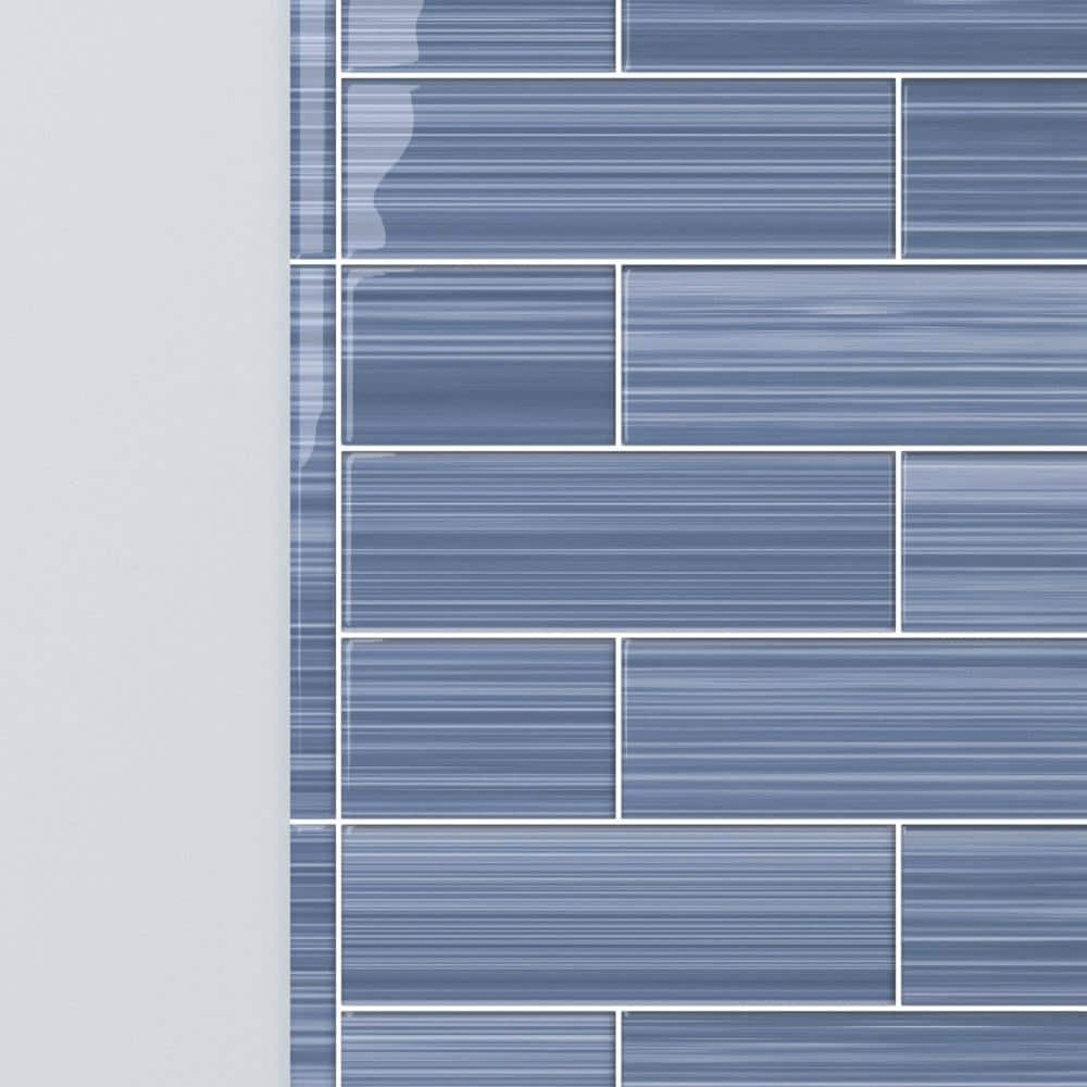 Bodesi Hand Painted Trim 1 in. x 12 in. Coastline 50 Glass tile (0.083 ...