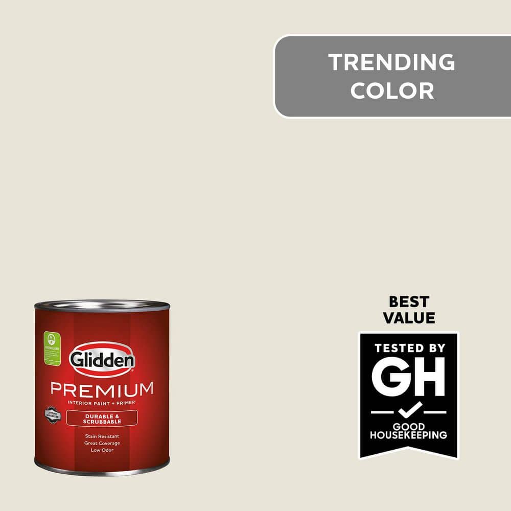 Glidden Premium 1 qt. PPG1024-1 Off White Eggshell Interior Latex Paint ...