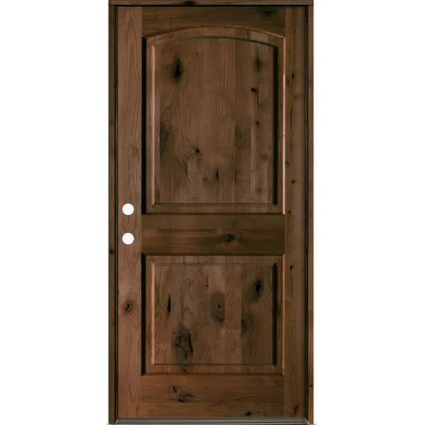 Krosswood Doors 36 in. x 80 in. Rustic Knotty Alder 2-Panel Arch Top ...