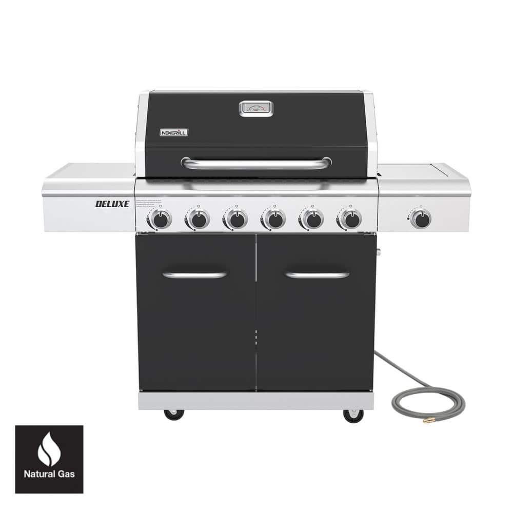 Nexgrill Deluxe 6-Burner Natural Gas Grill in Black with Ceramic ...