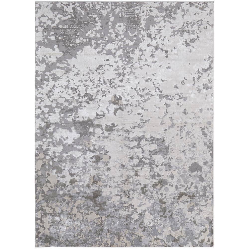 HomeRoots 8 x 11 Silver and Gray Abstract Area Rug 2000511535 - The ...