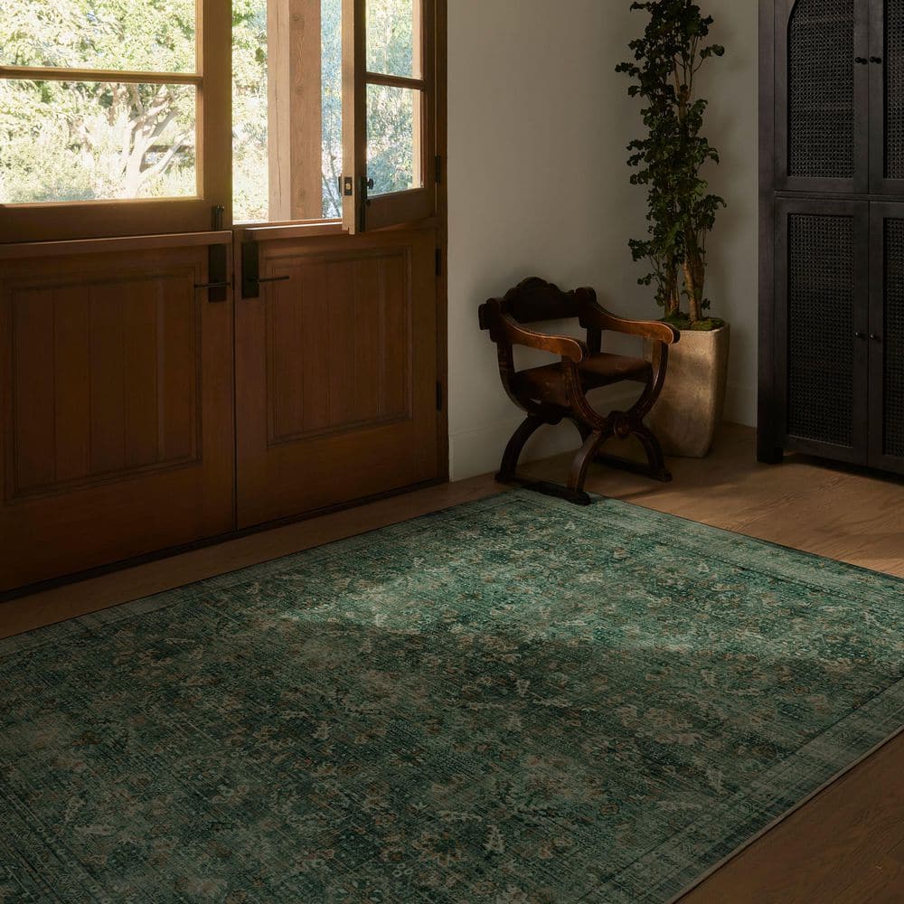 Ruggable Machine Washable Rug with Standard Pad-Frances Jade Green 5 ft ...