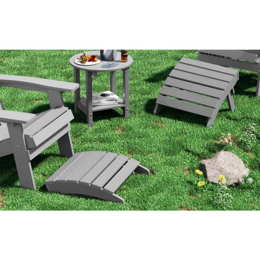 Mximu Grey Plastic Outdoor Folding Adirondack Ottoman (Set of 2 ...