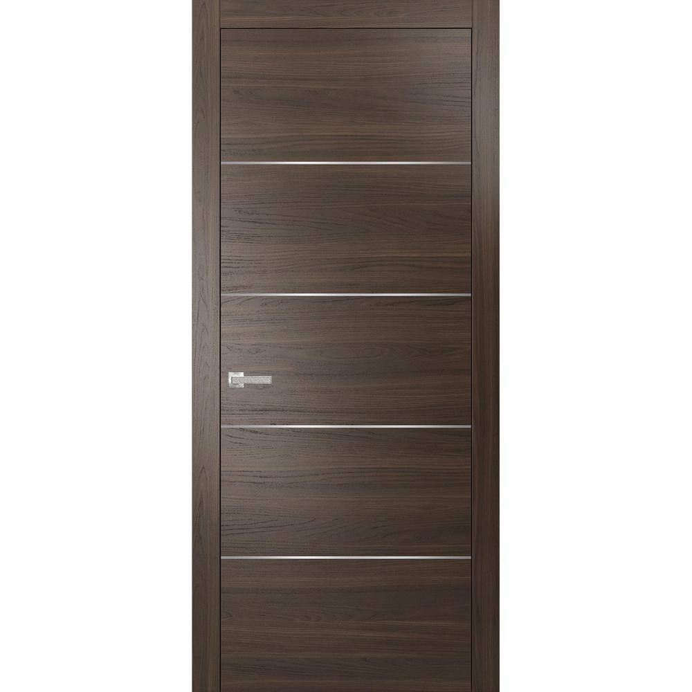 Sartodoors 20 30 in. x 84 in. Right-Hand/Inswing Solid Wood Chocolate ...