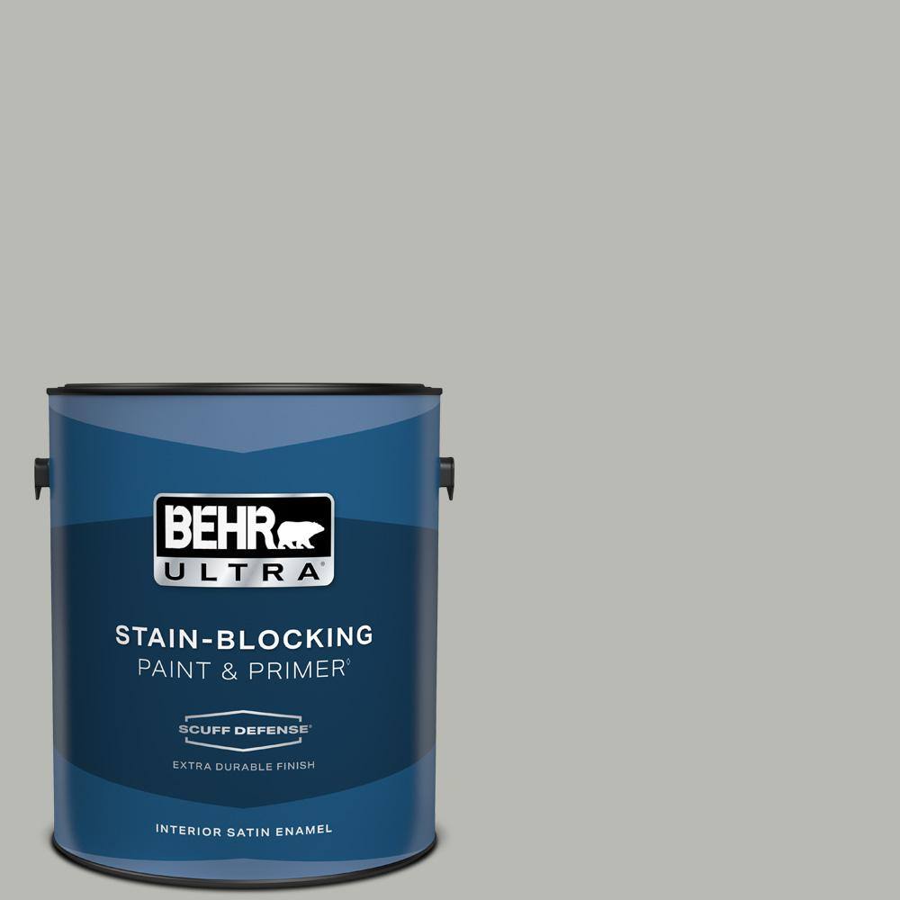 BEHR ULTRA 1 gal. #PPU18-11 Classic Silver Extra Durable Satin Enamel ...