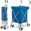 Bunpeony Blue Folding Kitchen Cart Shopping Utility Cart with Water ...