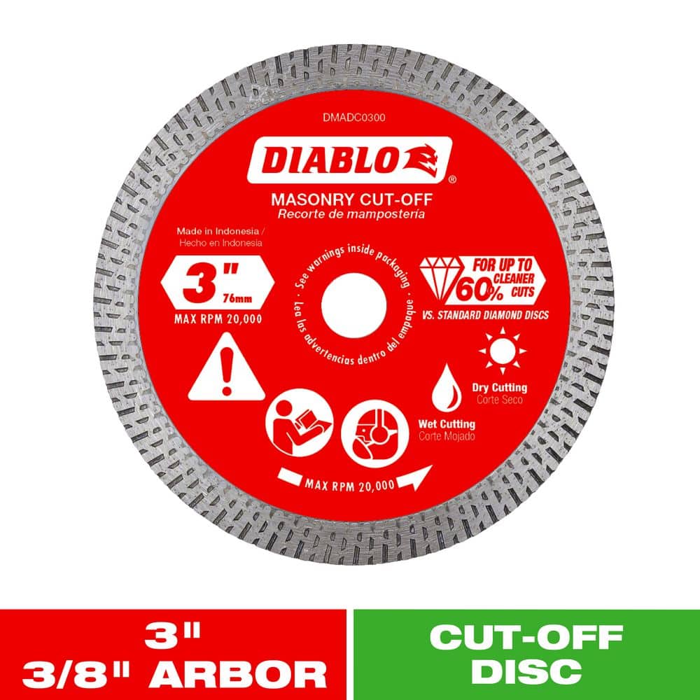 DIABLO 3 in. Diamond Blade Masonry Continuous Turbo Rim Cut-Off ...