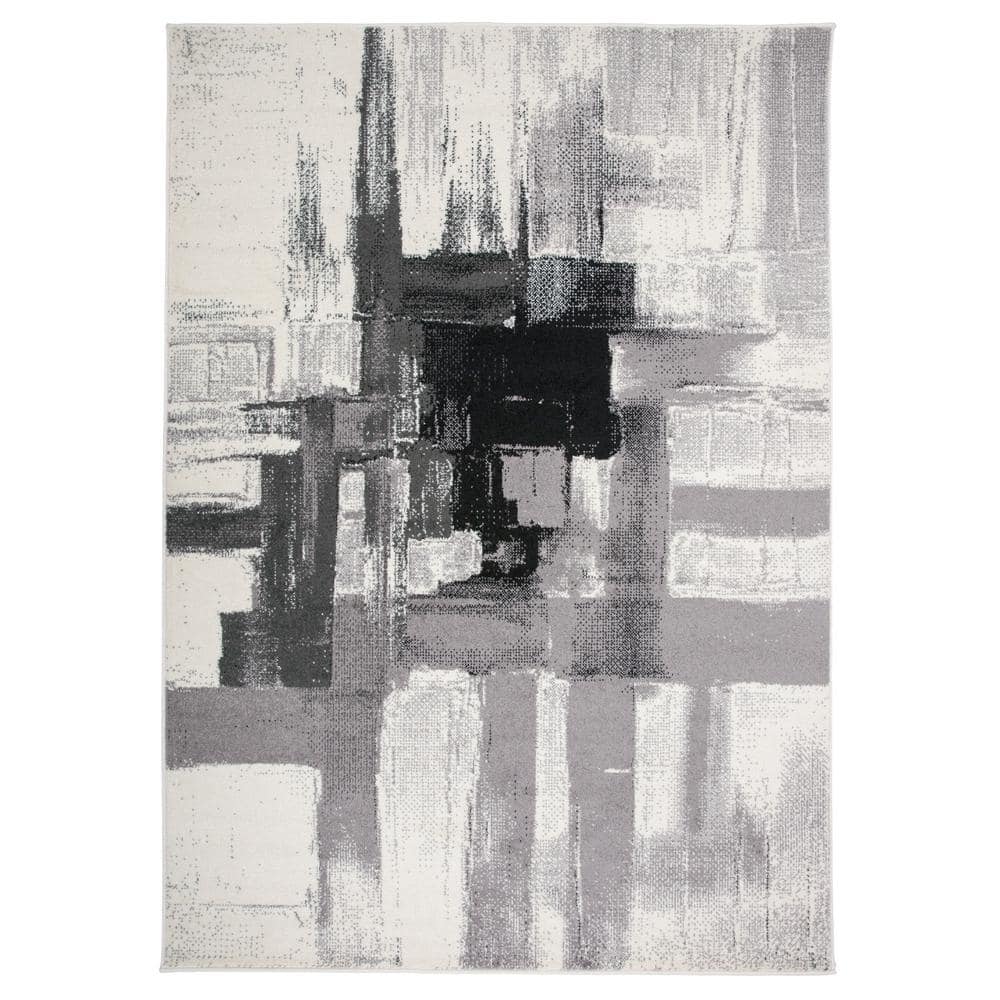 World Rug Gallery Modern Contemporary Abstract Black 3 ft. 3 in. x 5 ft ...
