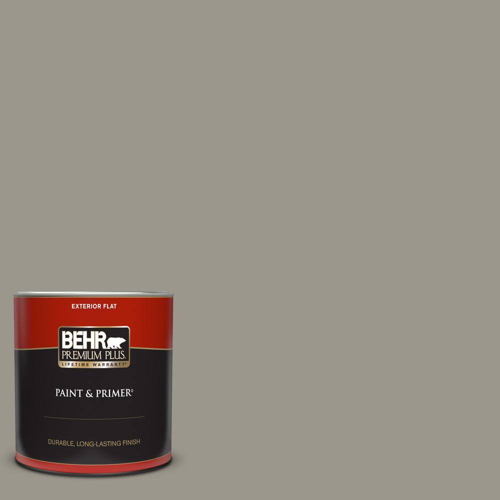 BEHR PREMIUM PLUS 1 qt. #MQ2-60 Iron Gate Flat Exterior Paint & Primer ...