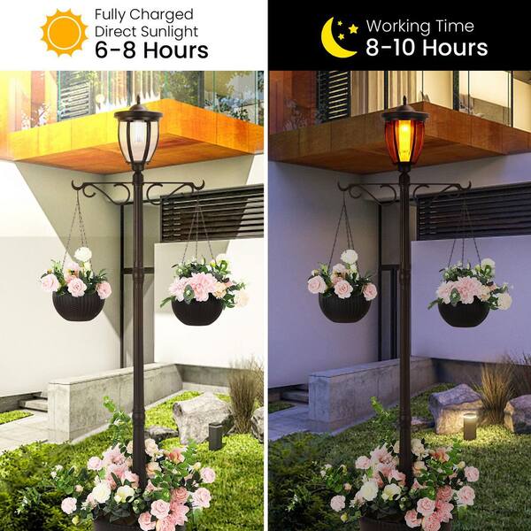 Lamp Post Solar Trellis Sun Ray Kambria 29 In. Black Multi Function