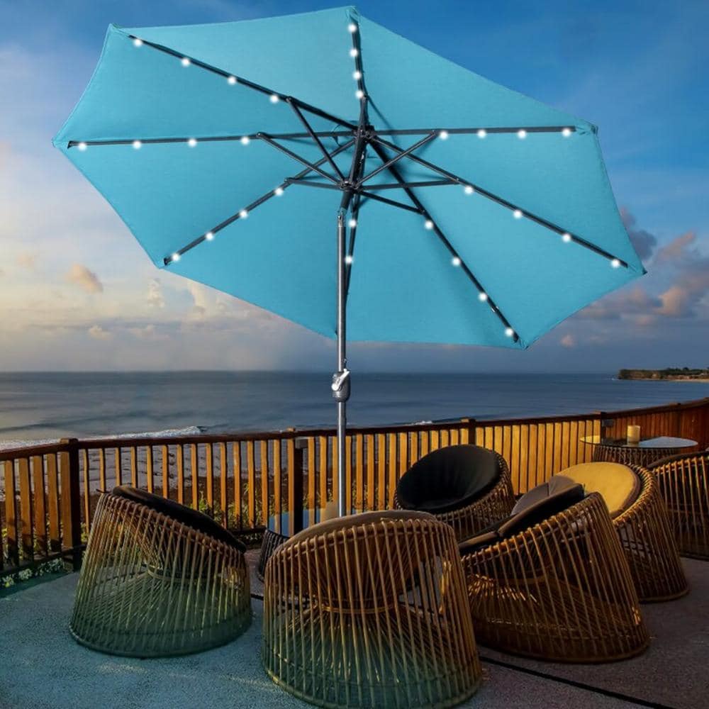 Hot Seller 9 FT Patio Blue Adjustable Large Beach Umbrella For Garden ...