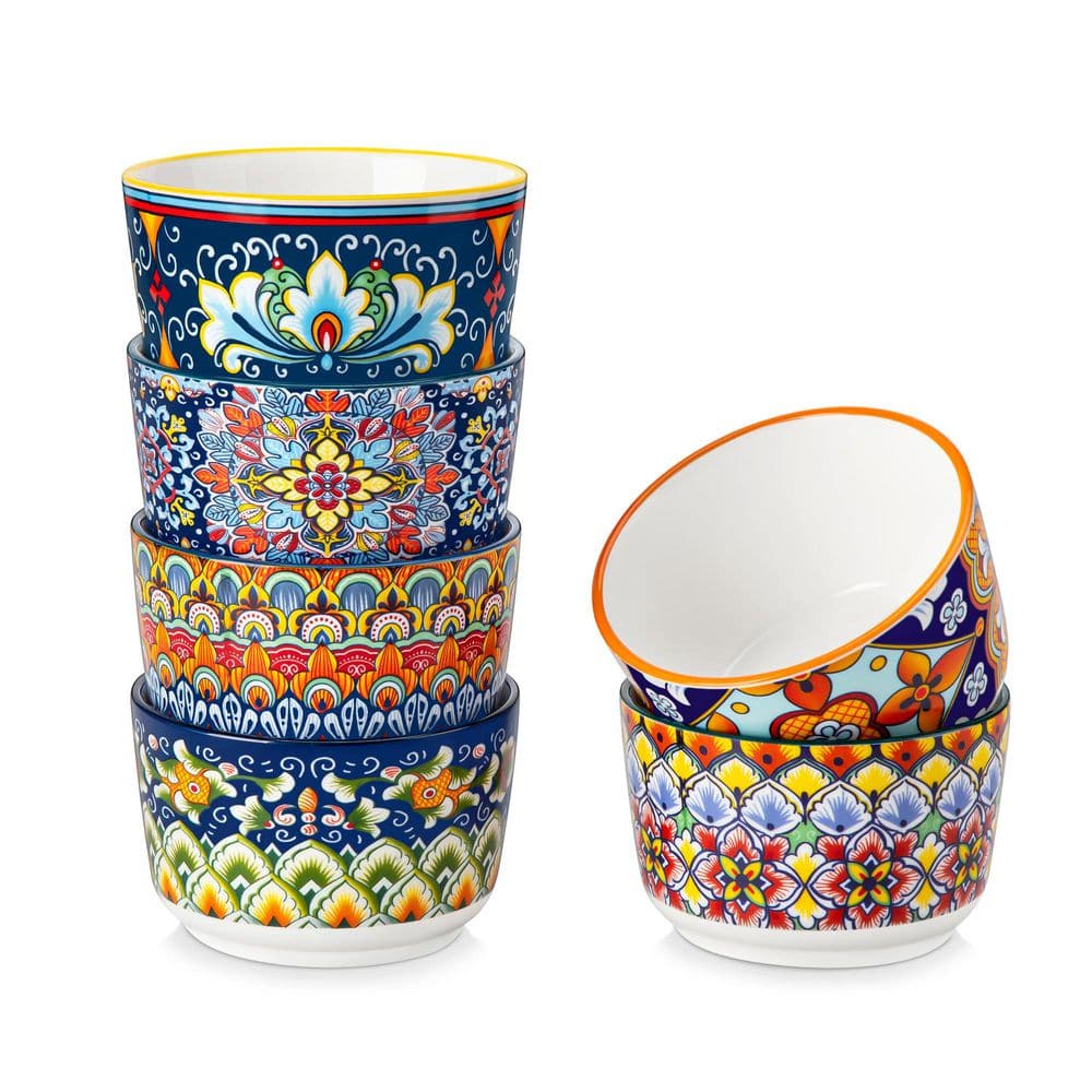 vancasso 6-Piece 5 oz. Porcelain Cupcake Pan Set Bohemian Creme Brulee Ramekins Souffle Dishes ...