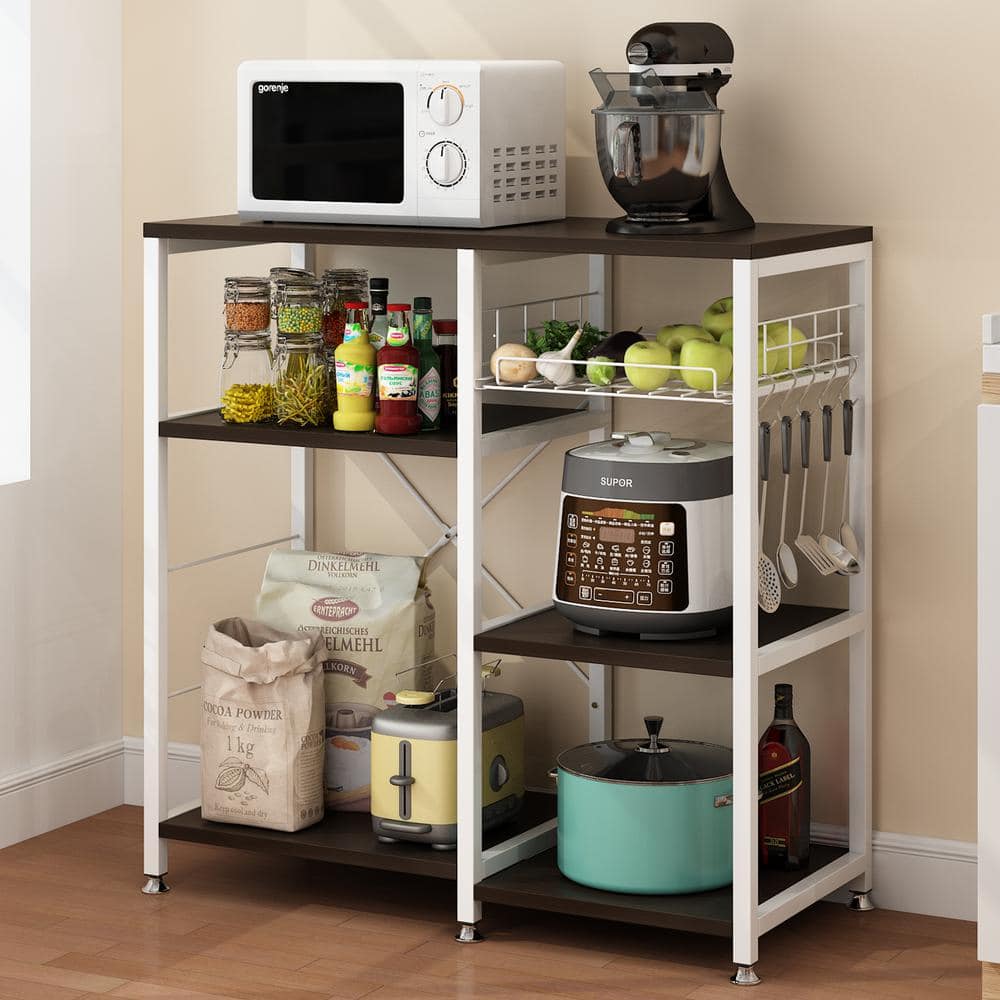 Winado Deep Brown 4-Shelf Metal 35.44 in. W Baker's Rack 302558810088 - The Home Depot