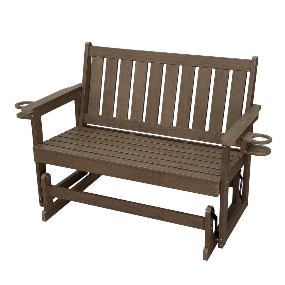 Innovaze 2-Person Deep Brown Poly Lumber Plastic Outdoor Glider with ...