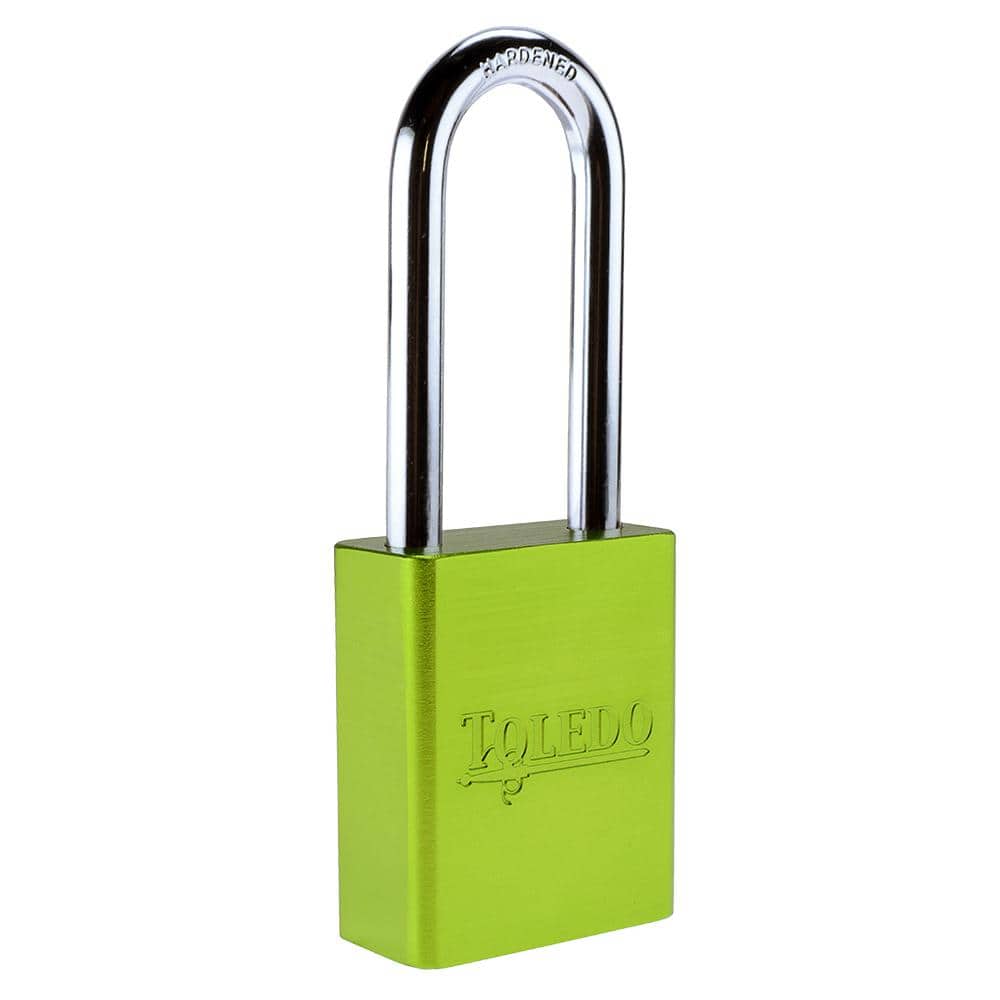 TOLEDO Black solid aluminum 50 mm Keyed Padlock in Green with Long ...