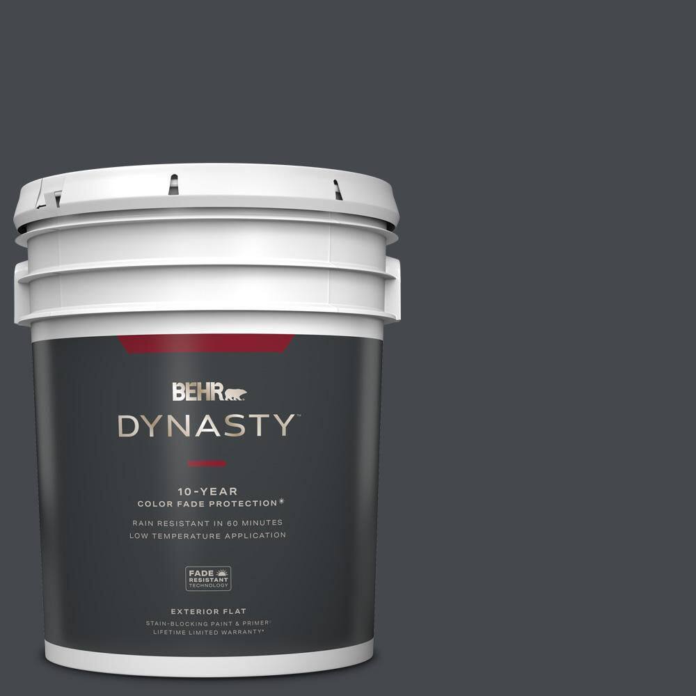BEHR DYNASTY 5 gal. #N490-7 Ink Black Flat Exterior Stain-Blocking ...