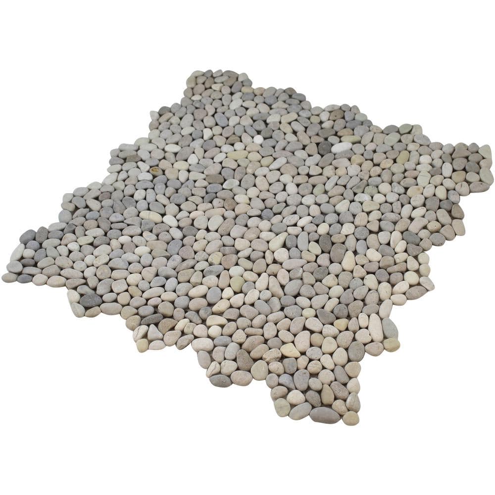 Rain Forest 12 in. x 12 in. Micro Cream Pebble Stone Mosaic Tile (10 sq ...