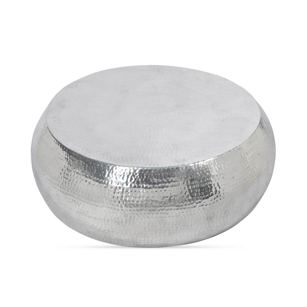 NADAAL STUDIOS Mehta 31.5 in. x 31.5 in. x 12 in. Silver, Round Metal ...