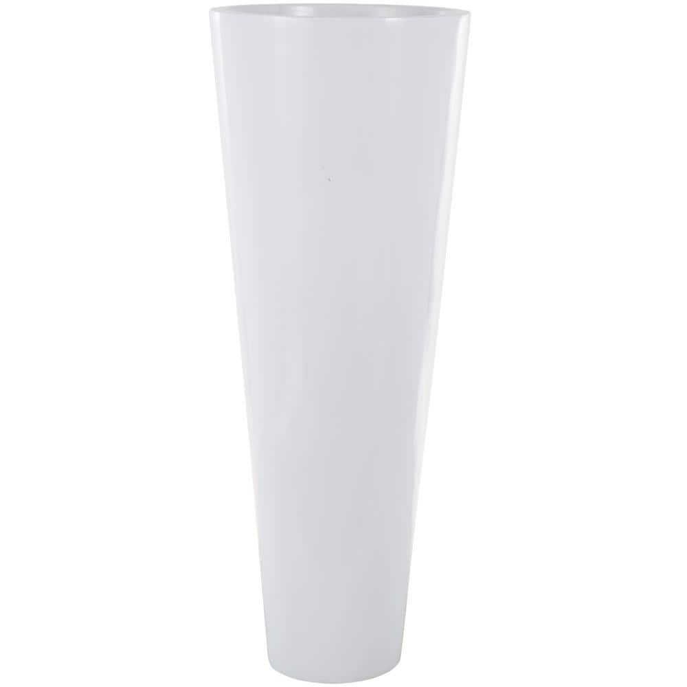 Litton Lane White Fiber Glass Trumpet Minimalistic Decorative Vase, 18 ...