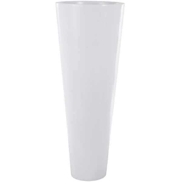 Litton Lane White Fiber Glass Trumpet Minimalistic Decorative Vase, 18 ...