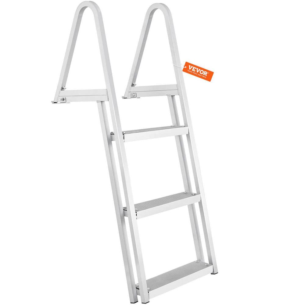 VEVOR 3-Step Dock Ladder with Nonslip Mats Aluminum Alloy Pontoon Boat ...