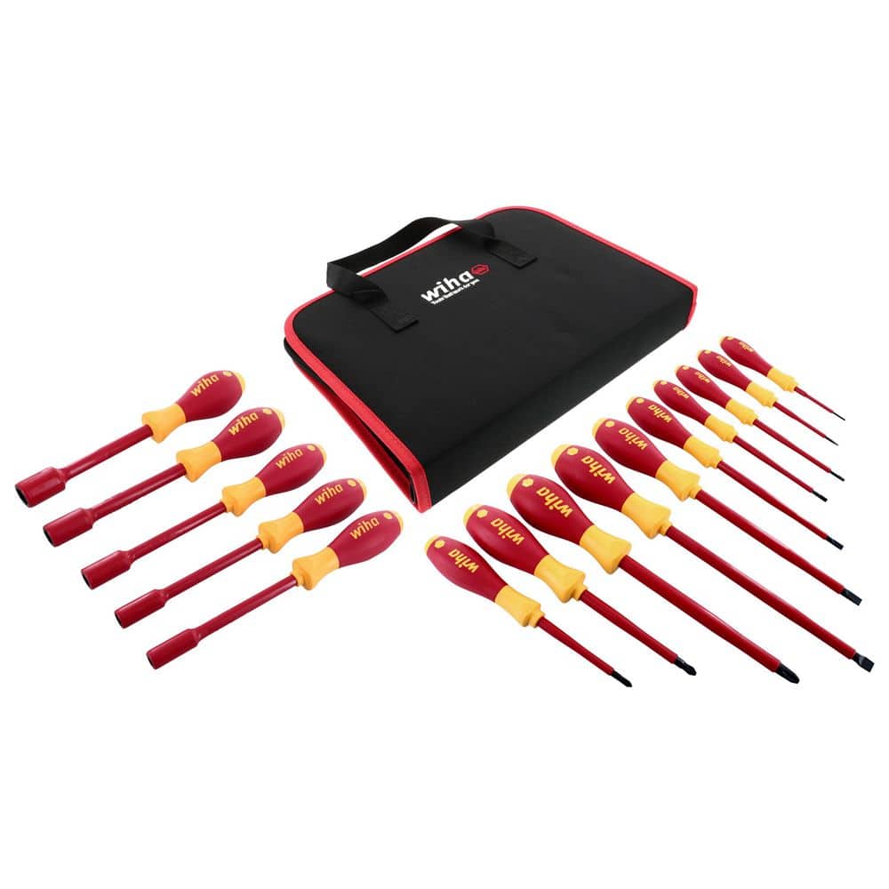 Wiha 1000-Volt Insulated Soft Finish Screwdriver Set and Nut Driver Set (15-Piece) 32190 - The ...
