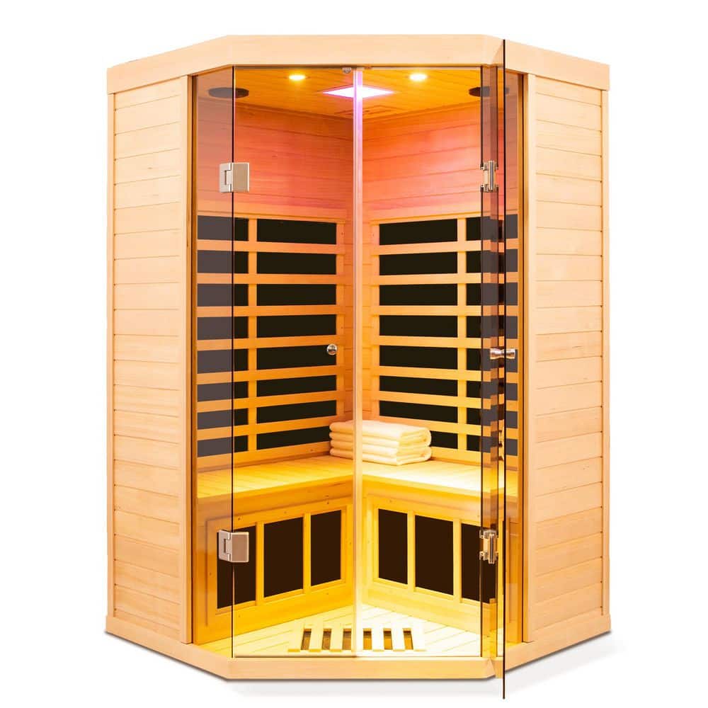CASAINC Deluxe 2-Person Hemlock Corner Far Infrared Sauna with ...