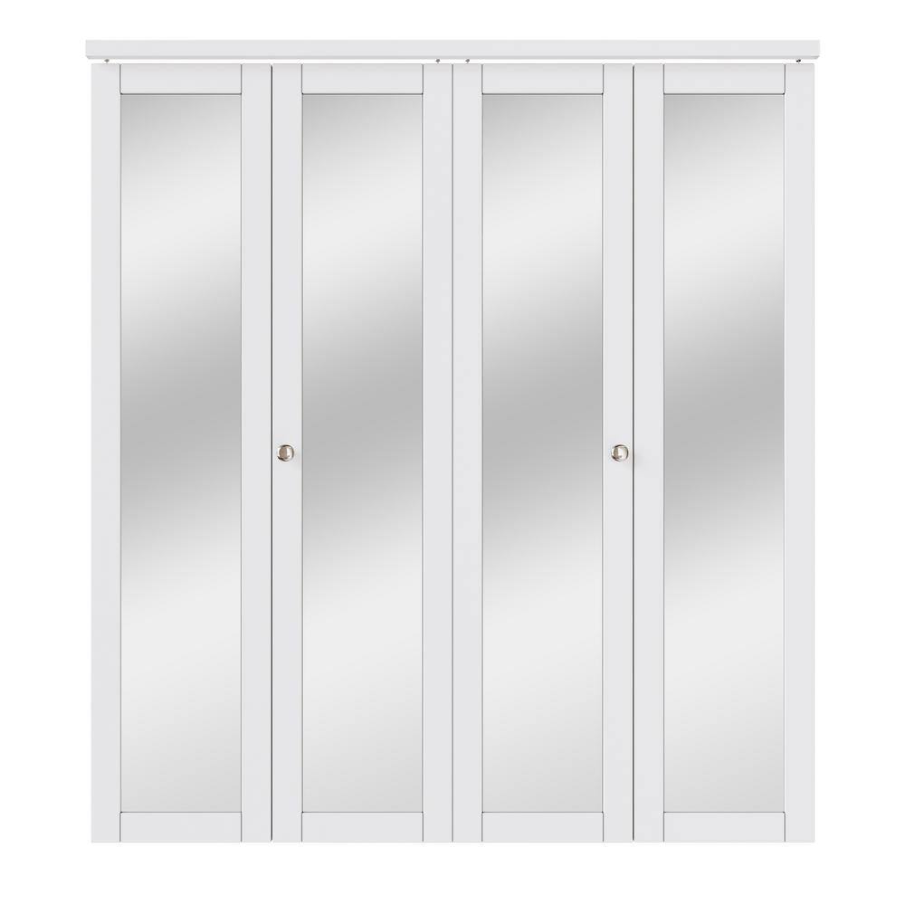 ARK DESIGN 72 in. x 96 in. 1-Lite Mirrored Glass and Solid Core White ...