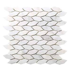 EMSER TILE Winter Frost Hexagon Mix 12 in. x 12 in. x 10 mm Marble ...