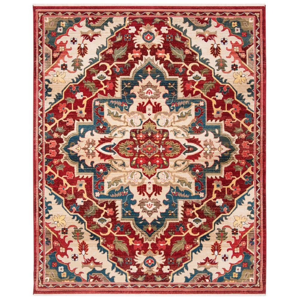 SAFAVIEH Kashan Red/Beige 8 ft. x 10 ft. Border Area Rug KSN304D-8 ...