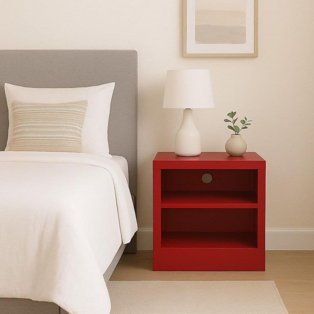 HOME IMPORTS EMPORIUM Red Finish 20 in. W Nightstand with Inbuilt ...