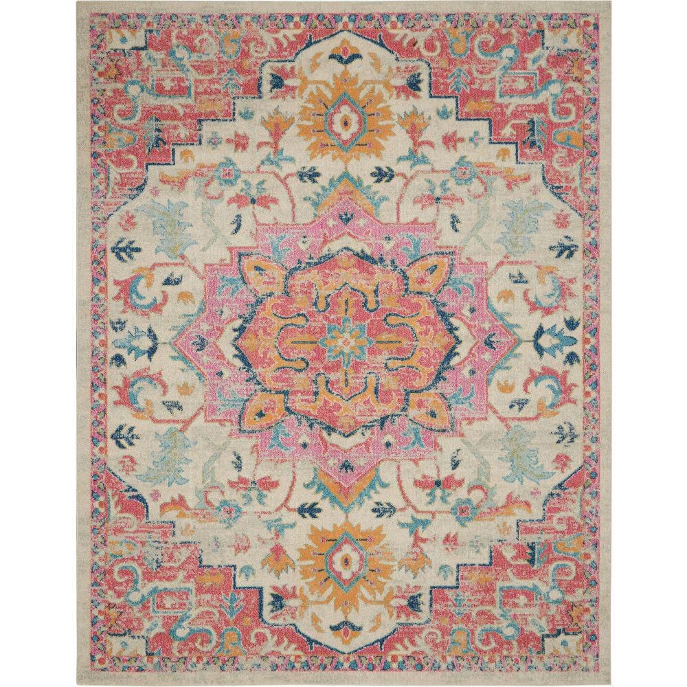 Nourison Passion Ivory Pink 8 ft. x 10 ft. Persian Vintage Area Rug ...