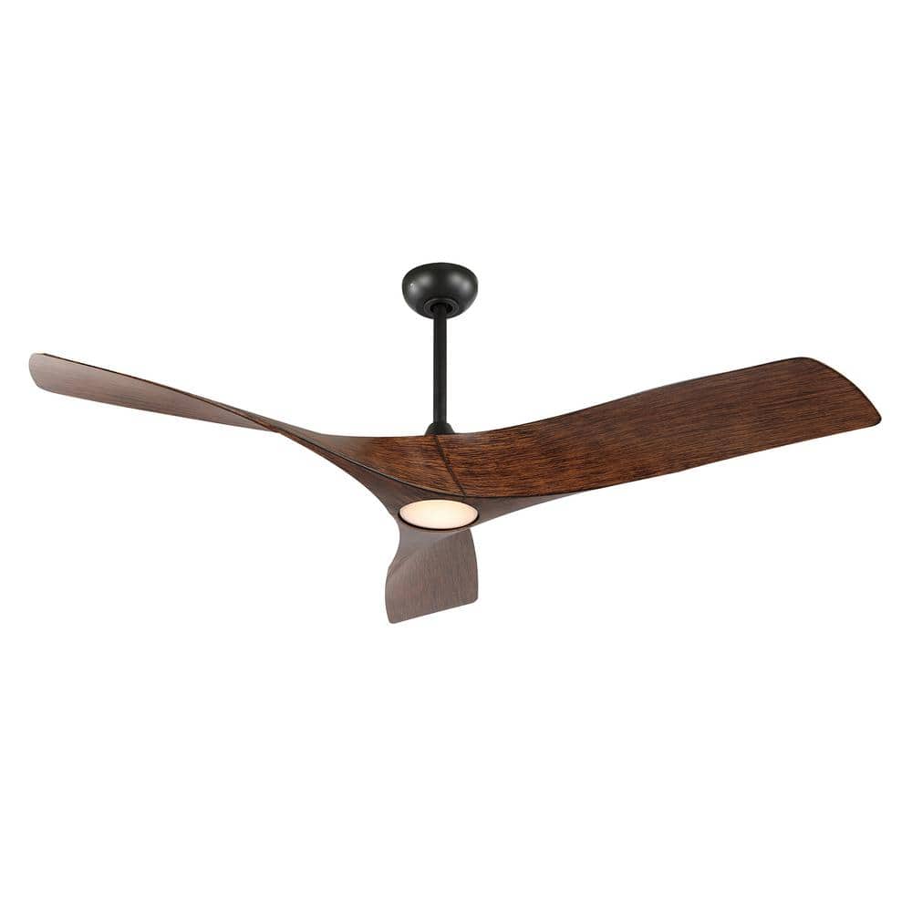 WINGBO 62 in. DC Ceiling Fan with Lights and Remote Old Bronze Walnut ...
