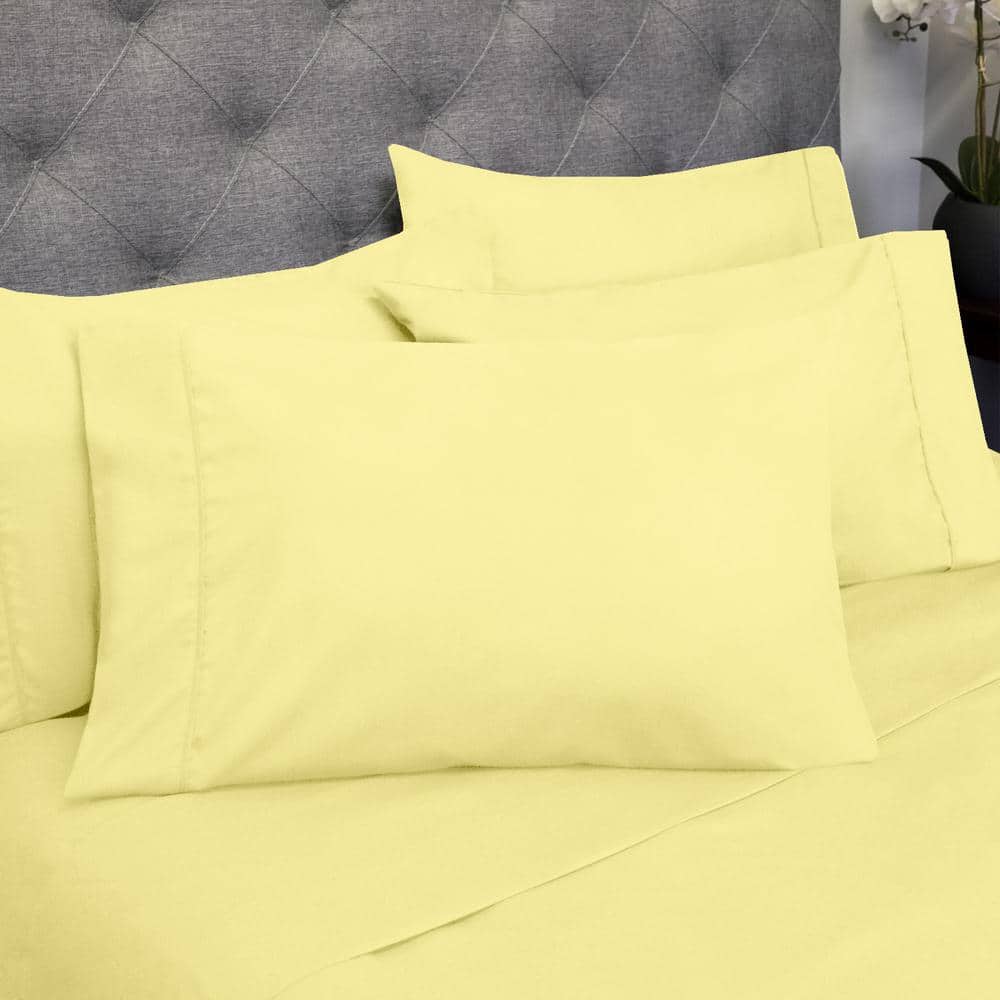 Sweet Home Collection 1500 Supreme Series 6-Piece Pale Yellow Solid ...