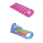 Intex White/Blue/Black Floating Lounge Pool Recliner Lounger with Cup ...