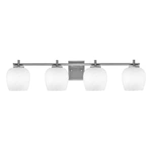 Neoma 38.25 in. 5-Light Brushed Nickel Vanity Light with Opal Etched ...