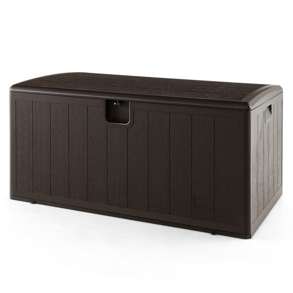Gtnali Outdoor Patio 130 Gal. Brown Storage Deck Box with Lockable Lid ...