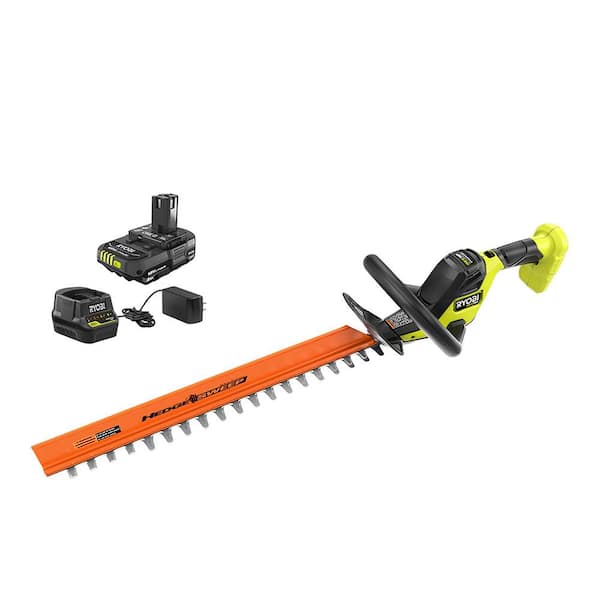 RYOBI ONE HP 18V Brushless 22 in. Cordless Battery Hedge Trimmer with 2.0 Ah Battery and Charger P2680 The Home Depot