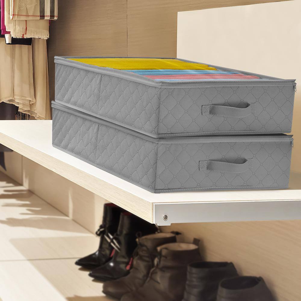 Sorbus Storage Bags Closet & Underbed Organizer Set, Gray 24 in. x 6 in ...