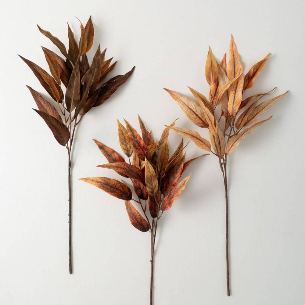 SULLIVANS 29" Artificial Fall Eucalyptus Leaf Stem Set of 3, Multicolor ...