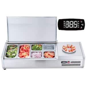 VEVOR Refrigerated Condiment Prep Station 140 Watt Countertop with 3 1/ ...