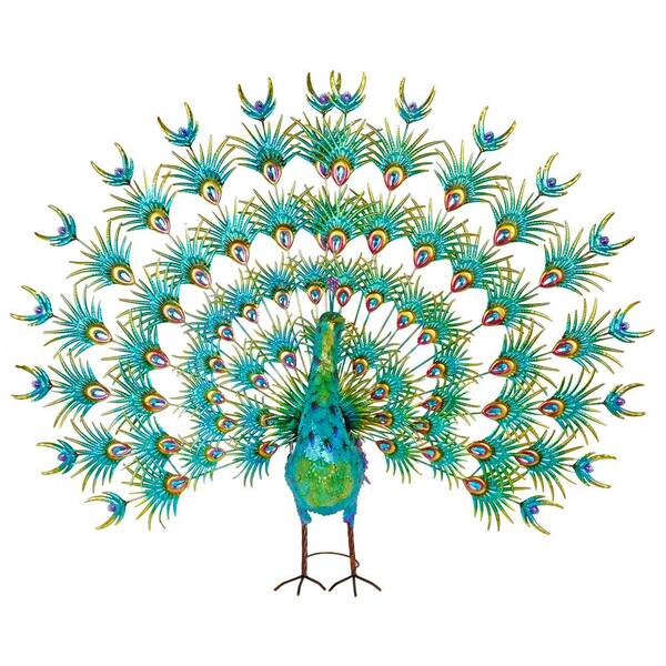 Alpine Corporation Jumbo Size Green Majestic Peacock Decor HEH376 - The ...