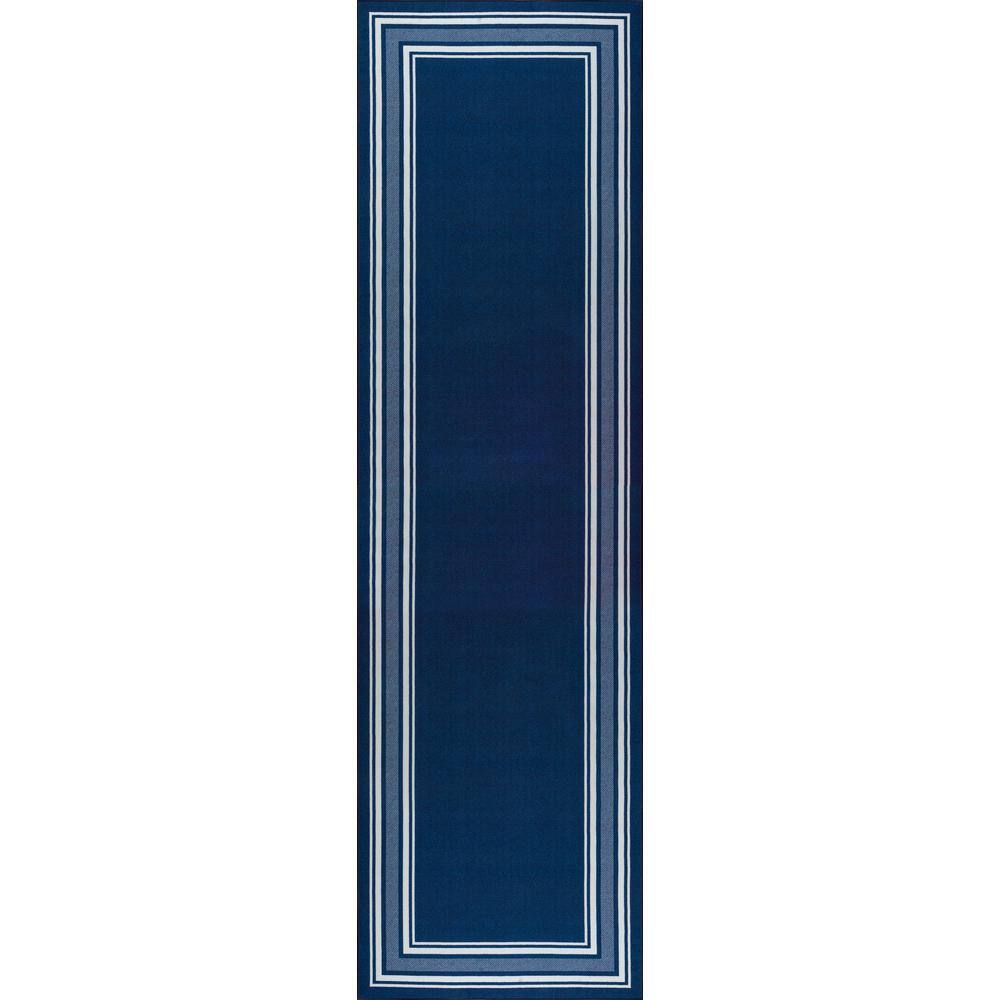 Beverly Rug 2 X 7 Navy Carmel Bordered Non Slip Runner Indoor Area Rug ...