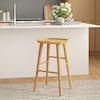 HomeRoots Charlie 25.4 in. Natural Backless Wood Counter Stool with MDF ...