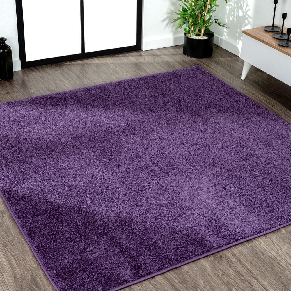 JONATHAN Y Haze Solid Low-Pile Purple 7 ft. Square Area Rug SEU100N-7SQ ...
